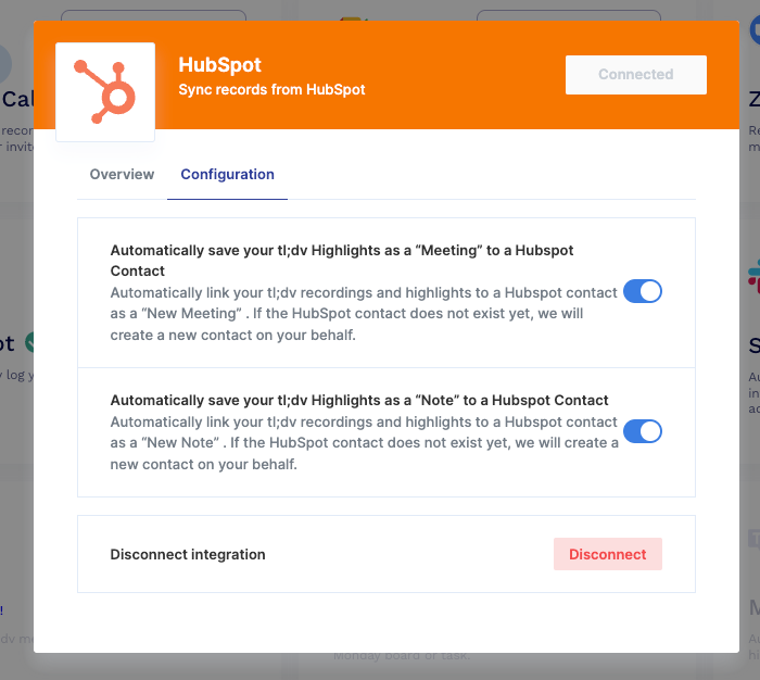 How To Set Up Your Online Meeting Hubspot Integration - tl;dv